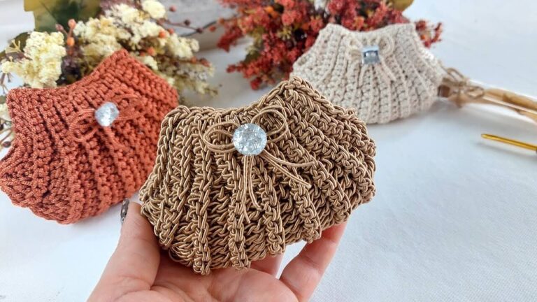 Great!Very Easy Crochet Mussel Shell Wallet Making - Knitting Patterns DIY